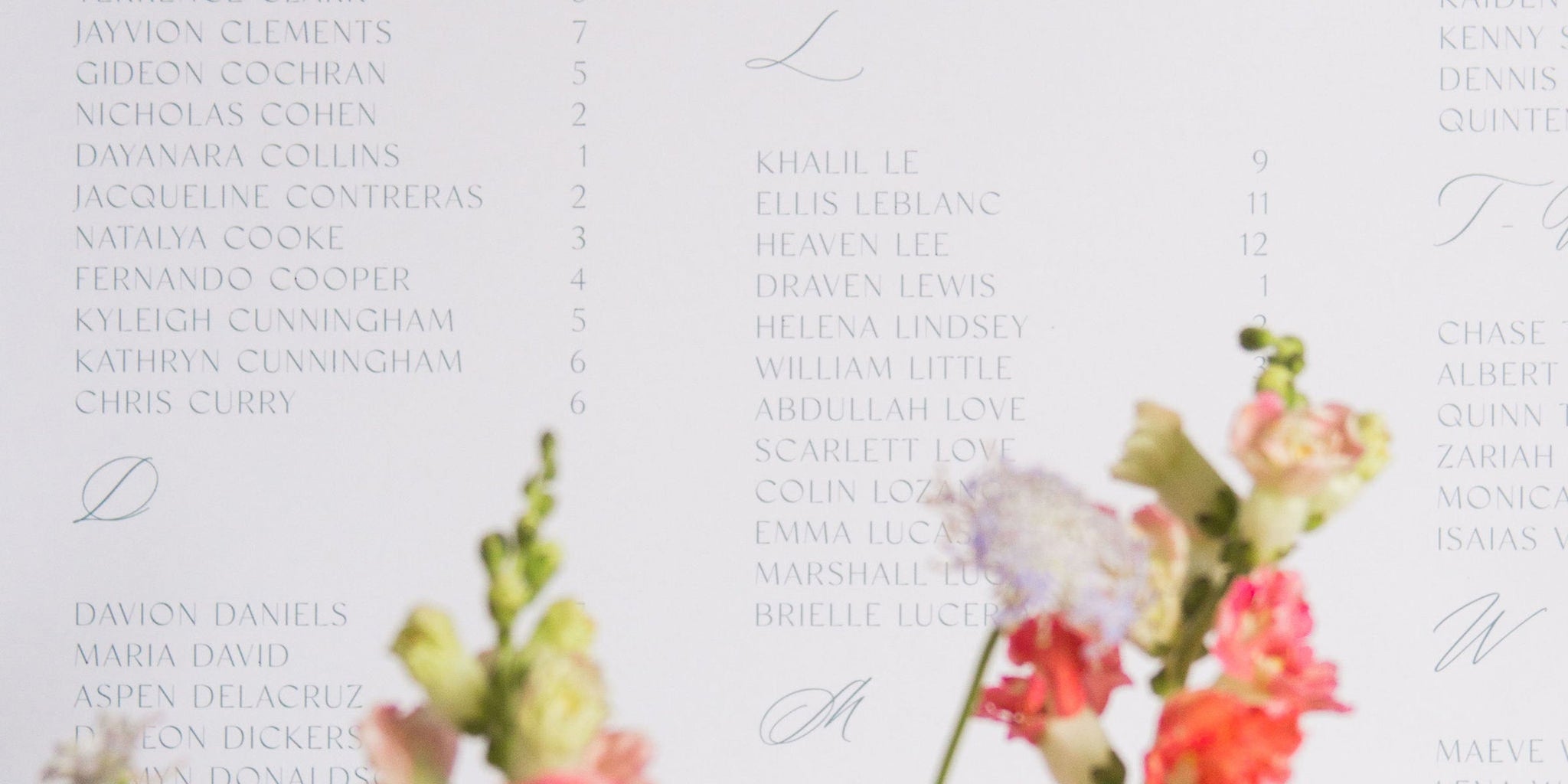 How to list names on wedding seating chart photos - Weddingsavor.com