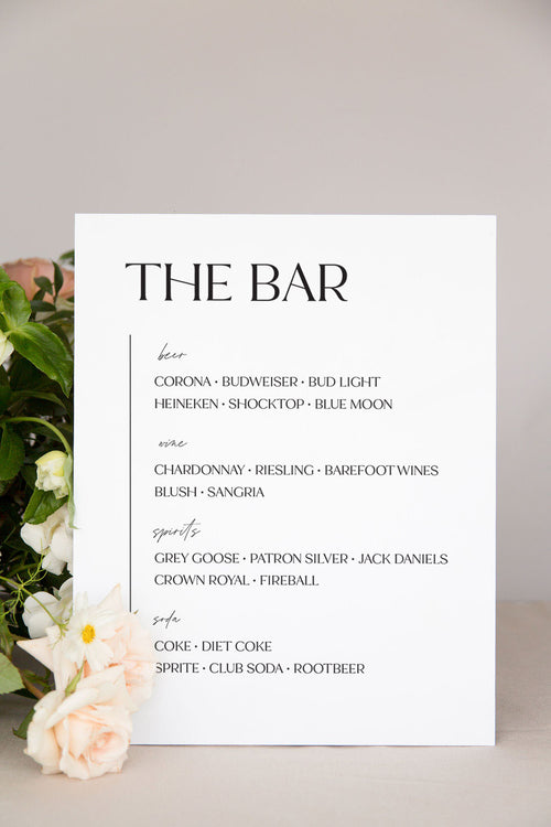 Acrylic Wedding Bar Sign | The Hannah