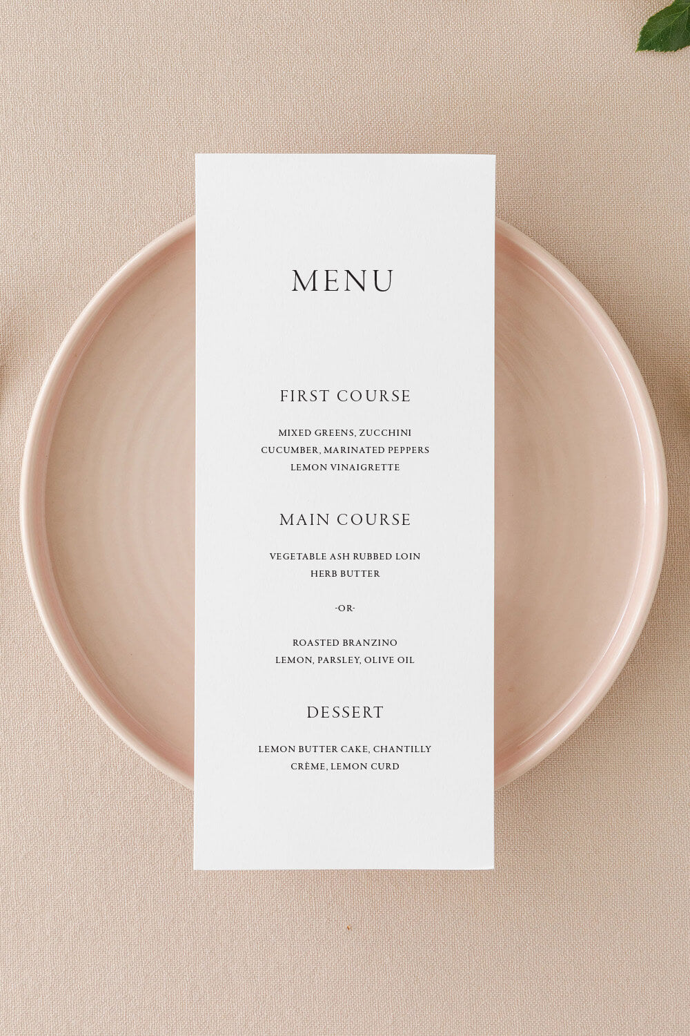 Simple Wedding Menu Cards