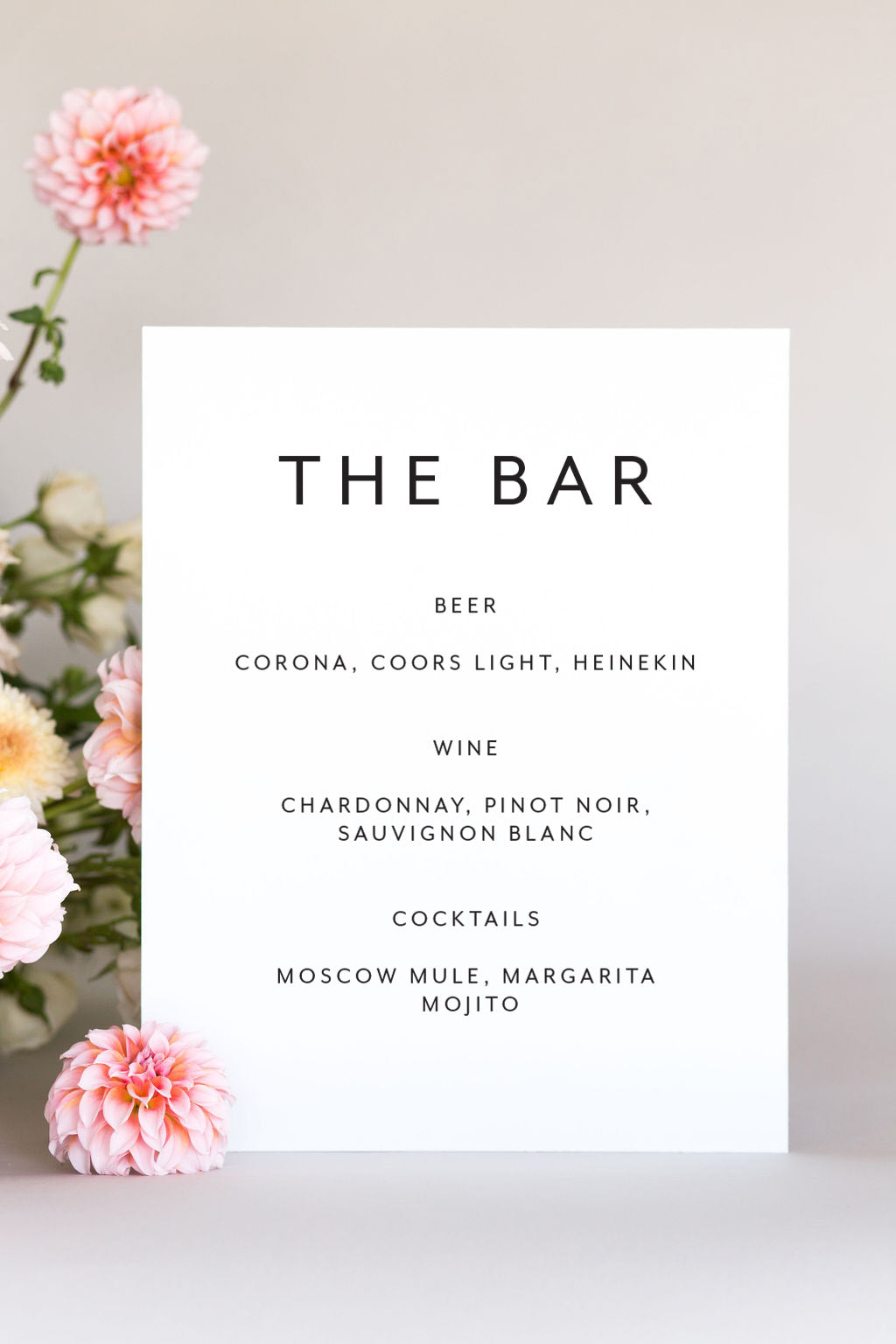 Bar Menu Wedding Modern Minimalist Wedding Bar Menu Pedestal Sign