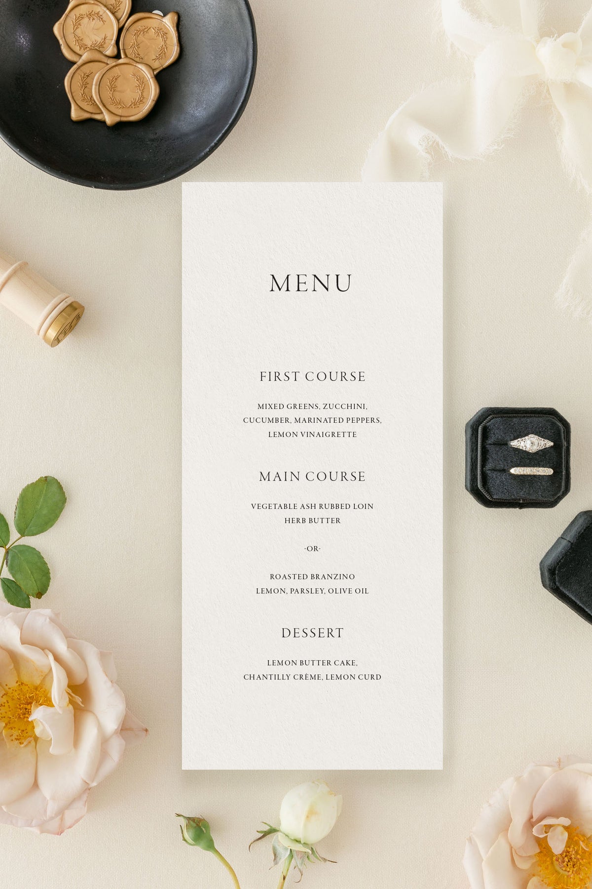 Simple Wedding Menu Cards